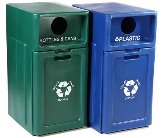 Budget Indoor Outdoor Molded Plastic, Enclosed Top Waste Recycling Bin ...